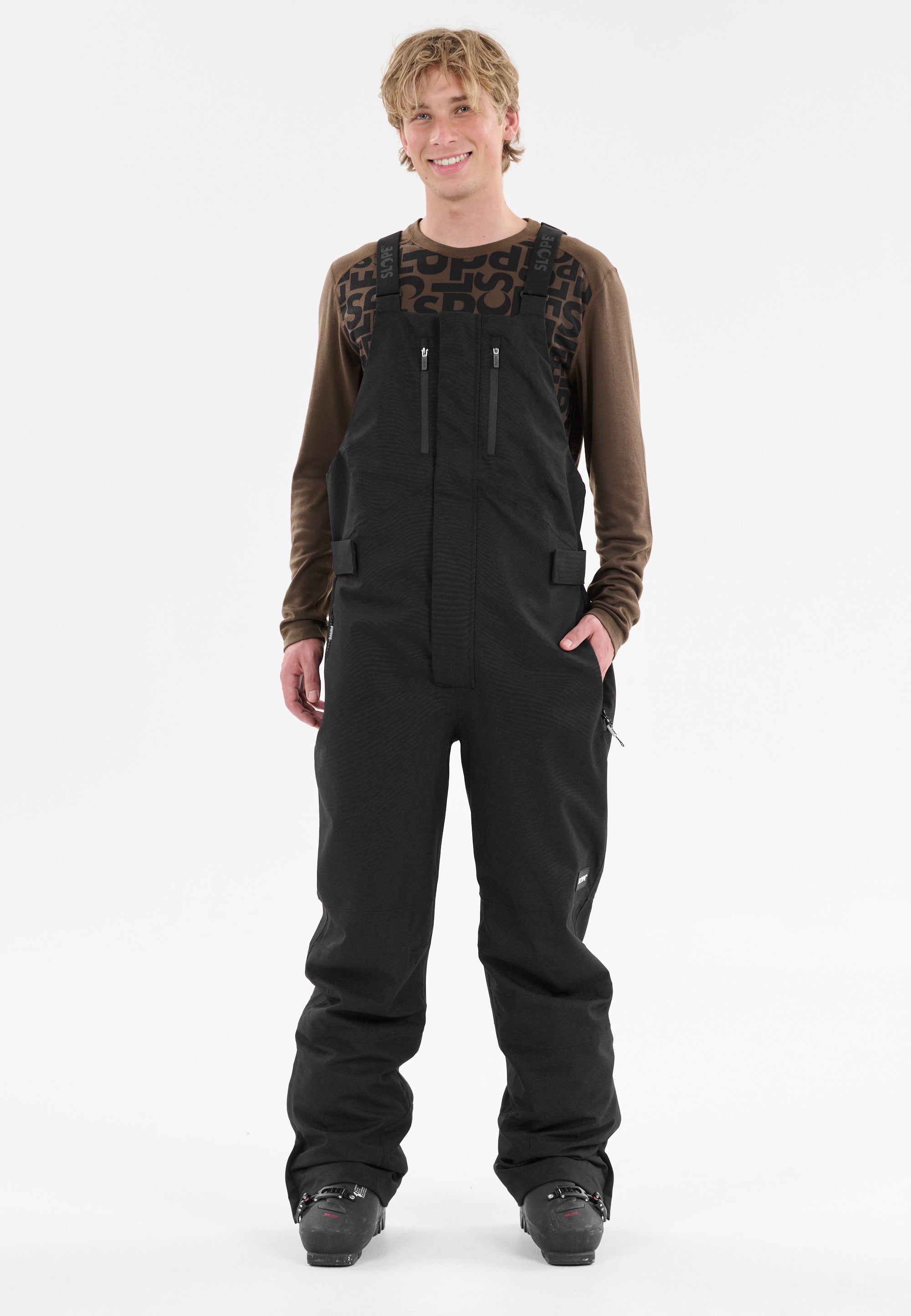 Slope Men's Kenwood Bib Snow Pants W-Pro 15000 Black SL243300-1001 ...