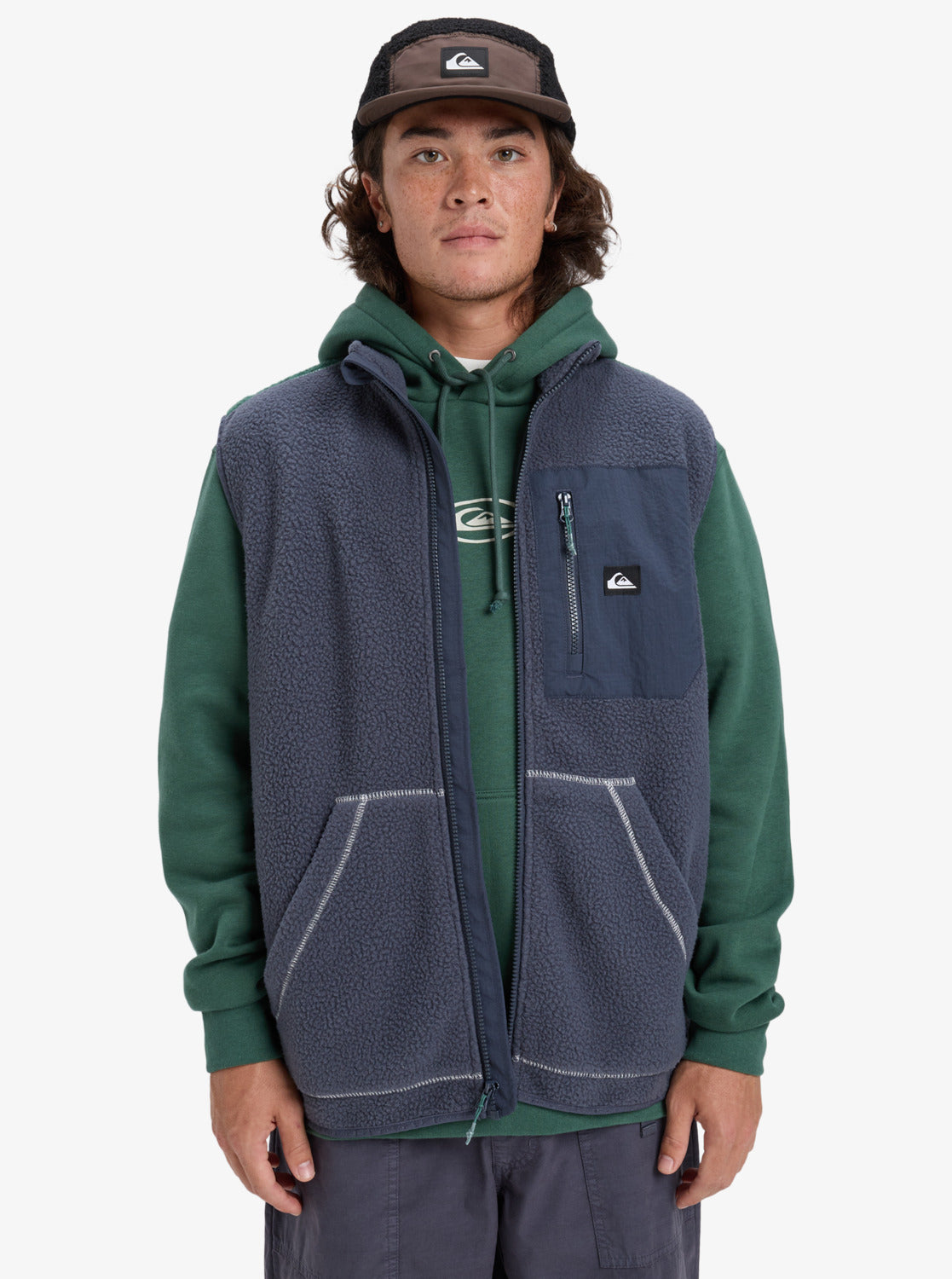 Quiksilver Men's Clean Coast Gillet Full Zip Fleece India Ink EQYPF030 ...